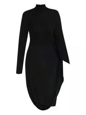 Stella McCartney Long Sleeve Asymmetric Midi Dress - Black