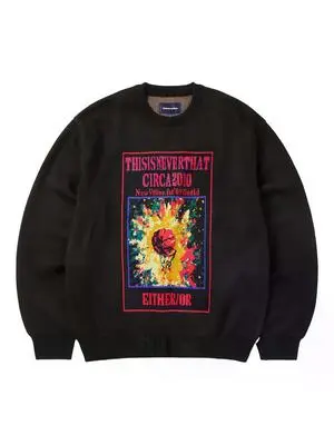 THISISNEVERTHAT Crew Neck Drop Shoulder Sweater - Black