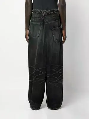 Mihara Yasuhiro Off-centre Whiskered Wide-leg Jeans