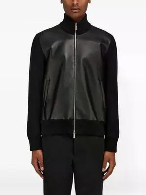 FERRAGAMO Leather & Wool Knit Bomber Jacket
