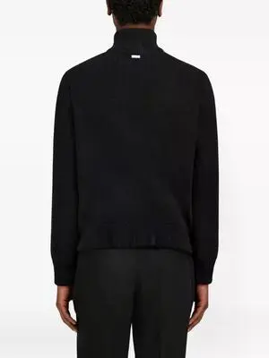 FERRAGAMO Leather & Wool Knit Bomber Jacket