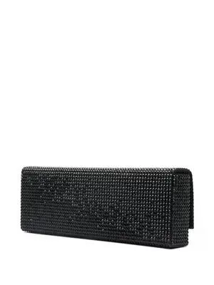 Amina Muaddi Embellished Crystal Clutch Bag - Black