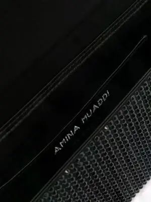 Amina Muaddi Embellished Crystal Clutch Bag - Black