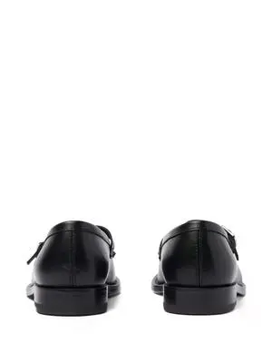 SCAROSSO Leather Loafers With Side Buckle Fastening T-bar Strap