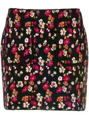BARRIE Barrie Floral Intarsia Cashmere Miniskirt