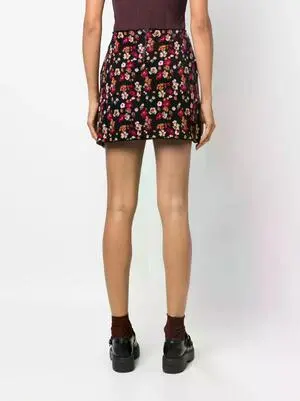 BARRIE Floral Intarsia Cashmere Miniskirt