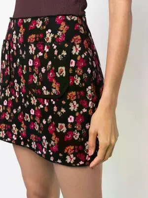 BARRIE Floral Intarsia Cashmere Miniskirt