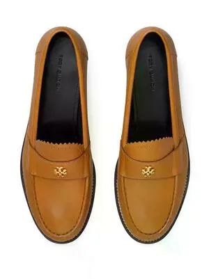 Tory Burch Classic Leather Loafers With Signature Double T Motif - Brown