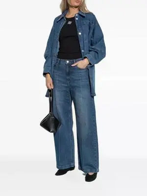 Munthe Denim Embroidered Logo Shirt Jacket