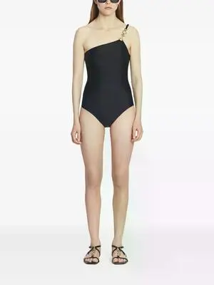 LANVIN One-shoulder Swimsuit With Gold-tone Hardware - Black