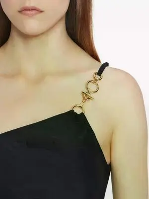 LANVIN One-shoulder Swimsuit With Gold-tone Hardware - Black