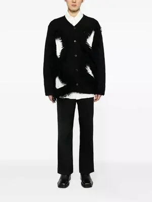 Comme Des Garçons Fringed Cut-out Wool Cardigan