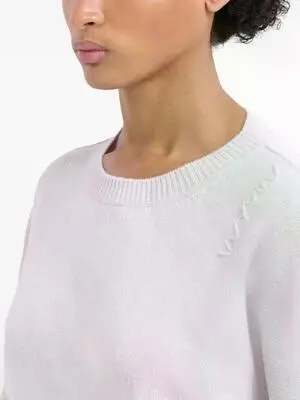 Marni Virgin Wool-cashmere Blend Whipstitch Trim Crew Neck Sweater