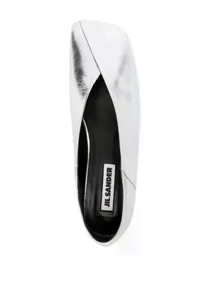 JIL SANDER Metallic Leather Ballerina Shoes