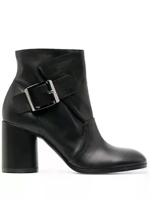 Casadei 85mm Block Heel Buckle Ankle Boots - Black