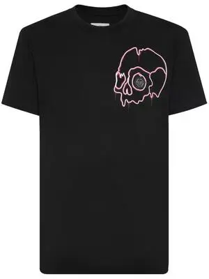 Philipp Plein Dripping Skull Cotton T-shirt - Black