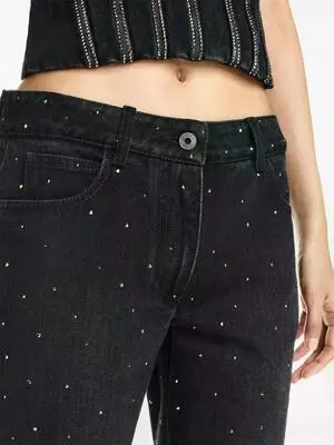 Off-White Embellished Slim-fit Flared Jeans