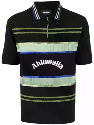 Ahluwalia Logo-print Zip-up Polo Shirt - Black