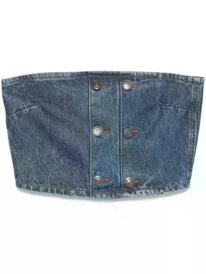 ROTATE BY BIRGER CHRISTENSEN Button-detail Denim Top - Blue
