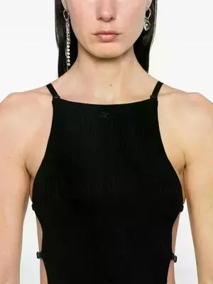 COURREGES Ribbed Square Neck Cropped Top