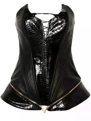 MITILIANE COUTURE Leather Corset Top - Black