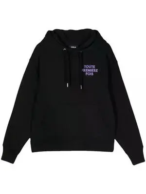 EGONLAB Graphic Print Cotton Hoodie - Black