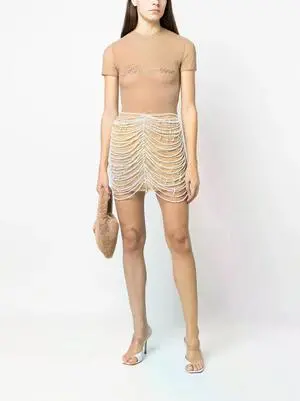 Blumarine Embellished Faux Pearl Skirt