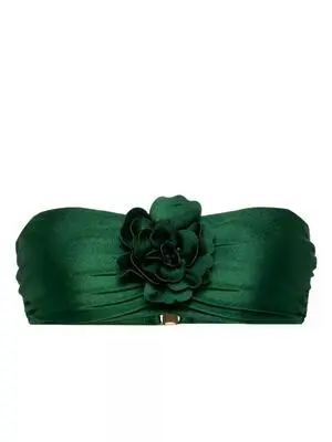 Zimmermann Waverly Floral-appliqué Bandeau Bikini Top - Green