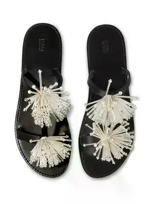 Emilio Pucci Embellished Leather Slides - Black