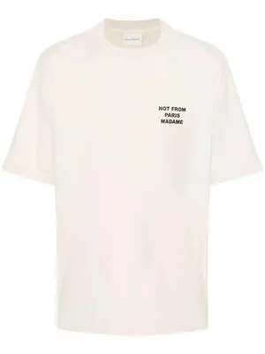 Drole De Monsieur Slogan Crew-neck T-shirt - Neutrals
