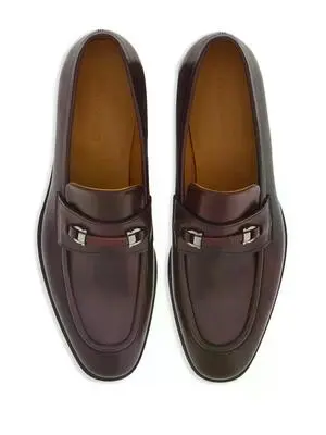 FERRAGAMO Gancini Plaque Leather Loafers