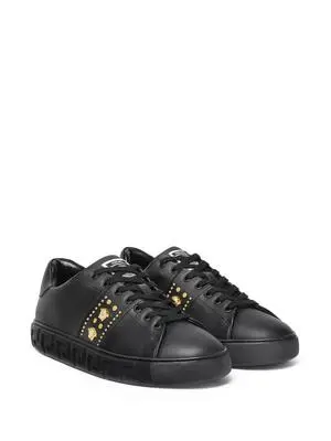 Versace Greca Embellished Nylon Low-top Sneakers - Black