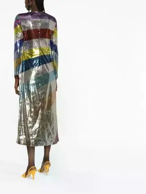 La DoubleJ Supreme Swing Midi Dress With Diagonal Sequins