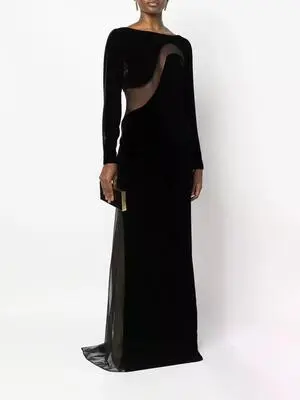 TOM FORD Mesh-panelled Velvet Gown