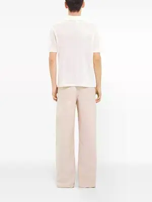 COURREGES Ac Logo-appliqué Mesh Polo Shirt - Neutrals