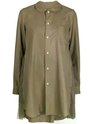 Comme Des Garçons Asymmetric Tulle Panel Shirt - Green