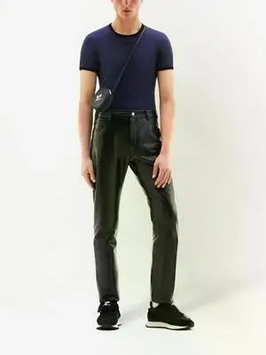 COURREGES Contrasting-trim Logo T-shirt - Blue