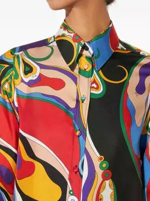Emilio Pucci Silk Twill Graphic Print Shirt