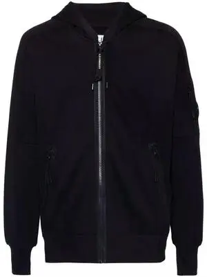 C.P. COMPANY Lens-detailed Cotton Hoodie - Blue