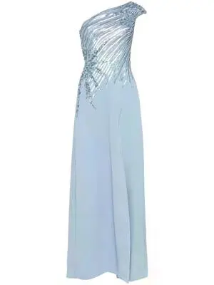 SAIID KOBEISY One-shoulder Sequin Maxi Dress - Blue