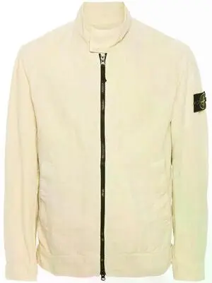 Stone Island Linen Blend Jacket With Detachable Compass Badge
