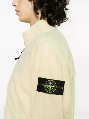 Stone Island Linen Blend Jacket With Detachable Compass Badge