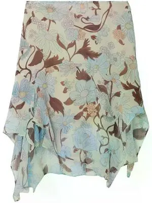 Stella McCartney Lady Garden-print Silk Chiffon Asymmetric Skirt