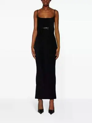Alexander Wang Belted Ribbed-knit Maxi Dress