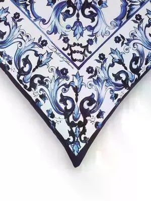 Dolce & Gabbana Medium Blu Mediterraneo-print Duchesse Cotton Cushion - Blue