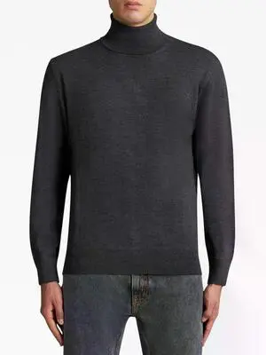Etro Pegaso Embroidered High-neck Jumper In Virgin Wool