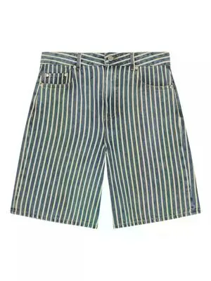 GANNI Striped Denim Shorts With Classic Five Pockets - Blue