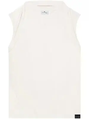 COURREGES Draped Cotton Tank Top - White