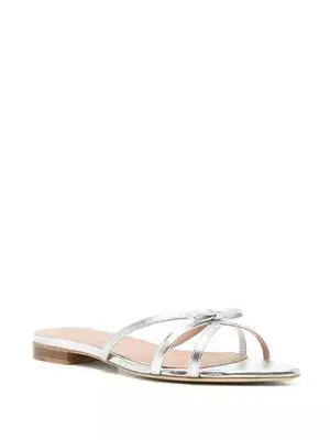 MALONE SOULIERS Tone Bow Detailing Pointed Toe Flat Sandals - Silver