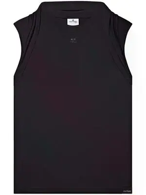COURREGES Cotton Tank Top With Draped Detailing